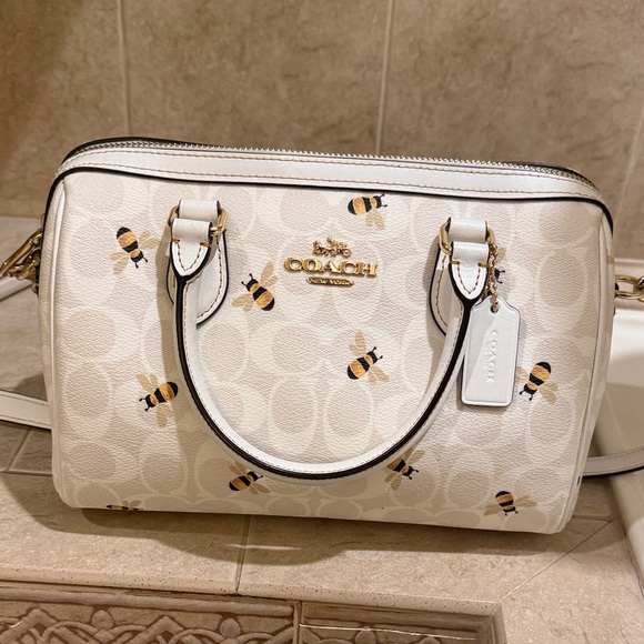 Coach | Bags | Coach Cream Bee Print Satchel | Poshmark
